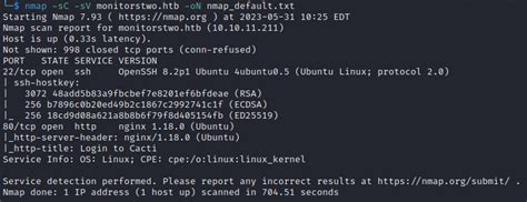 monitorstwo — htb writeup nmap scan terdapat dua servis running… by