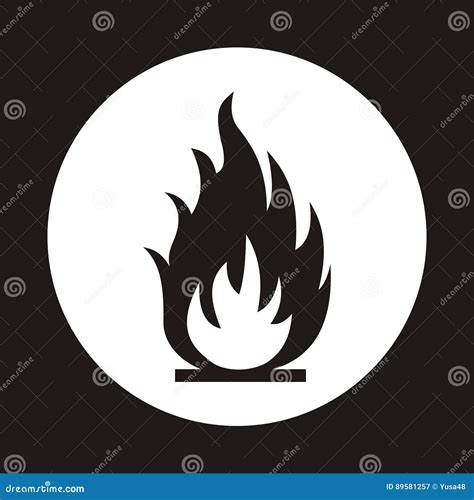 Het Pictogram Van De Brandvlam Zwart Die Pictogram Op Witte Achtergrond