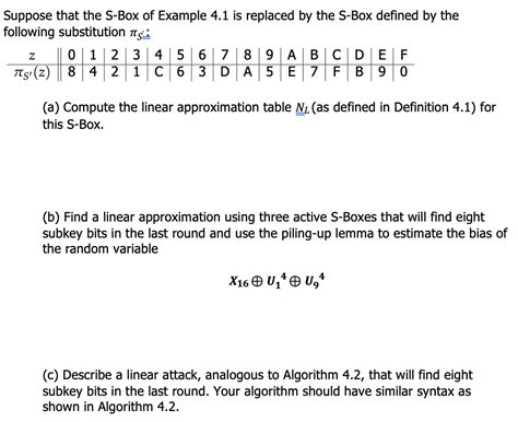 Solved Suppose That The S Box Of Example 4 1 ﻿is Replaced By