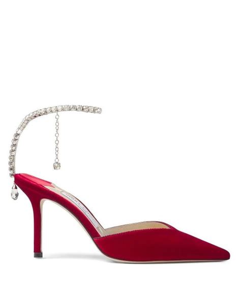 Jimmy Choo 85mm Saeda Velvet Pumps In Red Lyst Australia