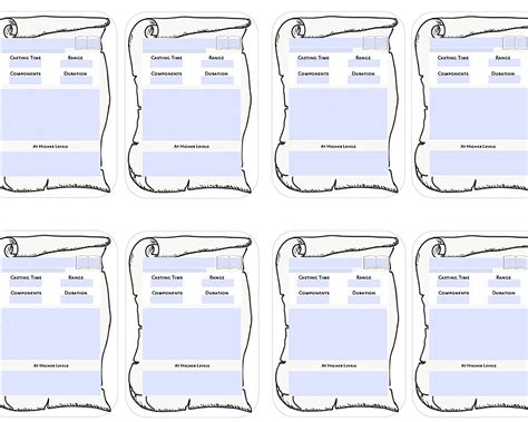 D D Spell Card Template Form Fillable Printable Forms Free Online