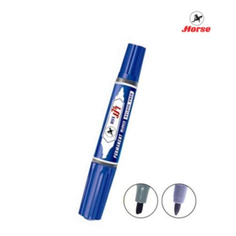 ปากกาเคมี 2 หัว สีน้ำเงิน ตราม้า เขียนลื่น คุ้มค่า