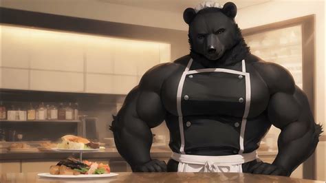 [ai Furry Art] Anthro Furry Asian Black Bear Chef Youtube