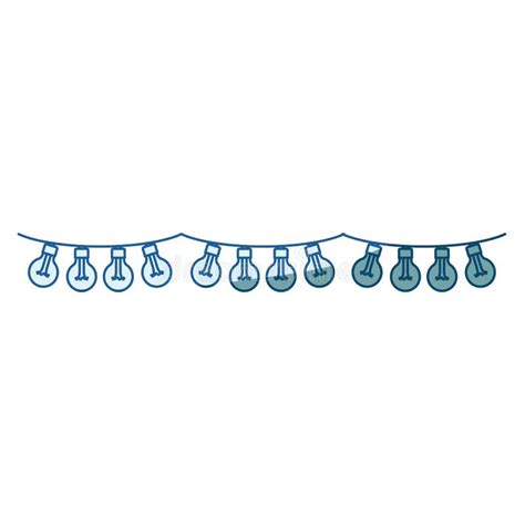 Blue Shading Silhouette Of Festoons Bulb Lights Stock Vector