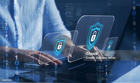 Businesswoman Protecting Herself From Cyber Attacks Cyber Security Firewall Interface Protection