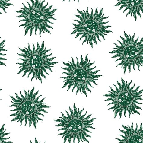 Premium Vector Green Celestial Seamless Pattern Celestial Seamless Pattern With Suns