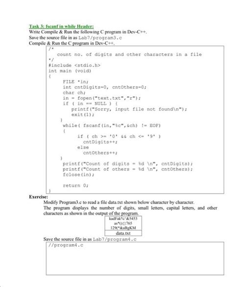 Solved Task 3 Fscanf In While Header Write Compile And Run