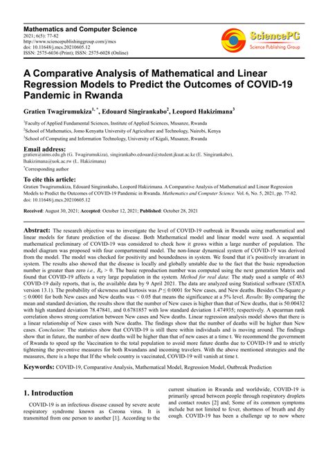 Pdf A Comparative Analysis Of Mathematical And Linear Regression Models To Predict The