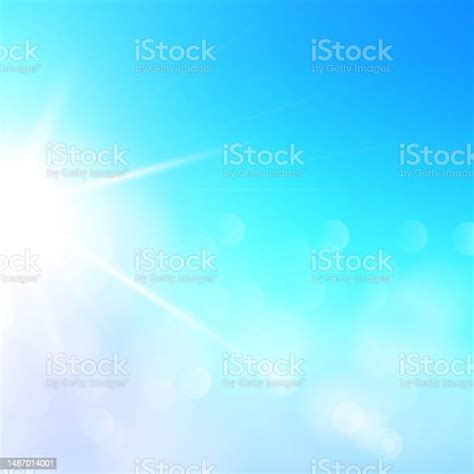 抽象的なベクター画像の夏の日差しイラスト日当たりの良い背景に青空と焦点のぼけたライト特別な太陽レンズフレアライト効果 みがき上げるの