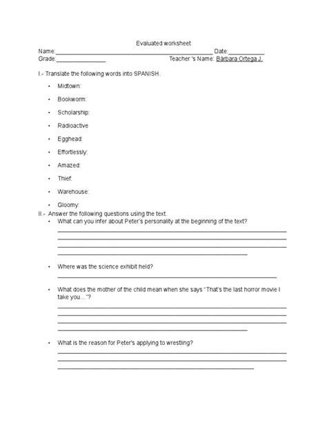 Evaluated Worksheet Pdf