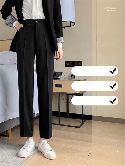 봄가을 여성 카프리 스타일 얇은 파이프 바지 학생용 넉넉한 스트레이트 정장 바지 여름 하이 웨이스트 크롭 팬츠 드레이프 Aliexpress