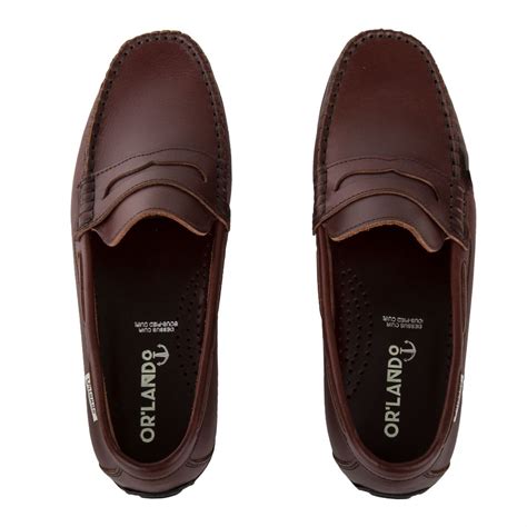 Mocassins En Cuir Marron Foncé Homme Orlando à Prix Dégriffé