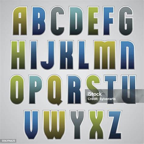Vector Retro Alphabet Bold And Condensed Font In Retro Poster向量圖形及更多