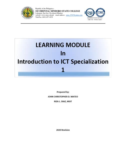 Introduction To Ict Specialization I Module Pdf