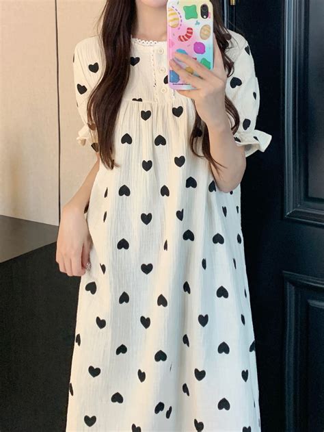 블랙하트 여름 반팔 원피스 잠옷 요루면 파자마 빅사이즈 홈웨어