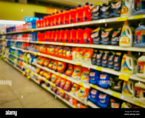 Convenience Store Shelves Interior Blur Background Blurred