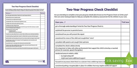 Two Year Progress Check Checklist Professor Feito Twinkl