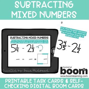 The Subtracting Mixed Numbers Poster Is Shown