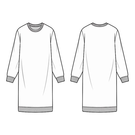 유토이미지 긴팔 캐쥬얼드레스 패션도식화 벡터일러스트