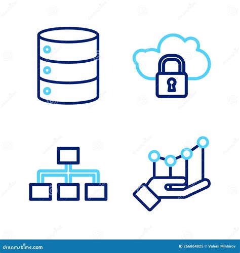 Set Line Pie Chart Infographic Hierarchy Organogram Cloud Computing