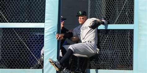 Aaron Judge Breaks Through Dodger Stadium Fence After Insane Running