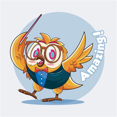 Owl Teacher A Smart Owl With Glasses Is Teaching Vector Illustration