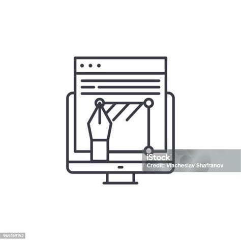 그래픽 디자인 선형 아이콘 개념입니다 그래픽 디자인 라인 벡터 기호 상징 그림 개념에 대한 스톡 벡터 아트 및 기타 이미지 개념 경관 기술 Istock