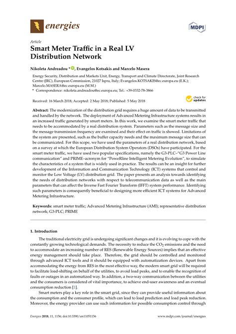 Pdf Smart Meter Traffic In A Real Lv Distribution Network