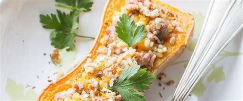 Courge Butternut Farcie L Ageau Et Au Riz Recette Facile