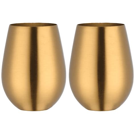Premium Solid Stainless Steel Wine Glasses Set Of 2 Large Stemless