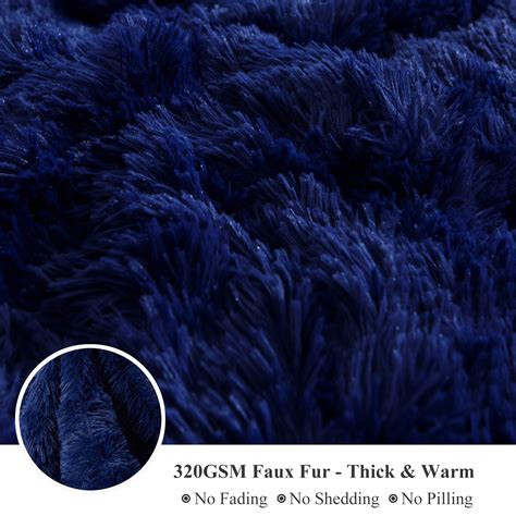 Xege Faux Fur Comforter Cover Set 3 Pieces Furry Plush Duvet Cover
