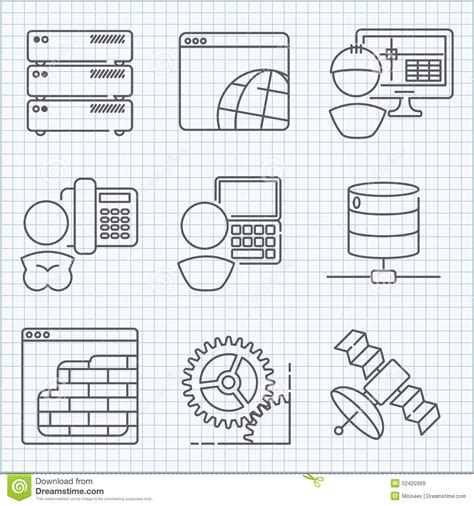 Iconos De La Comunicación Y Del Servicio Web Fijados Ilustración Del