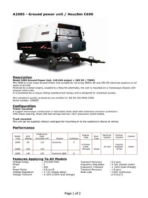 Gpu A2085 C690 Houchin 140kva 28vdc Tier3 Pdf