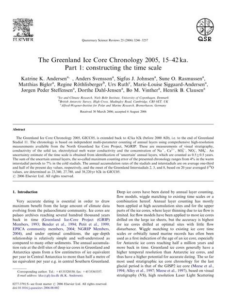 PDF The Greenland Ice Core Chronology Ka Part Quaternary