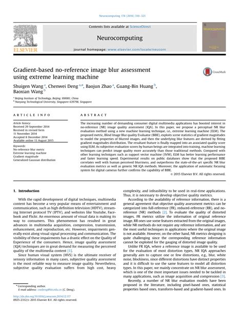 pdf gradient based no reference image blur assessment using extreme