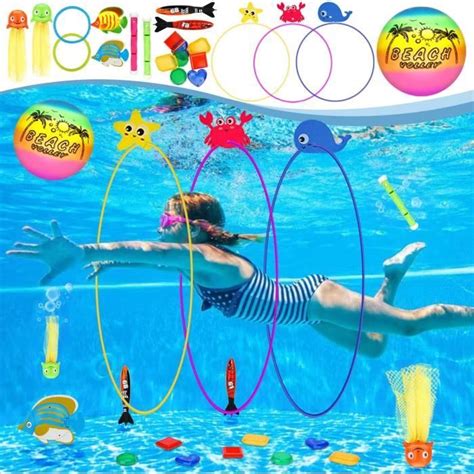 Mutotoy Jouets De Plongée 26 Pcs Jeux Piscine Enfant Avec Anneaux De