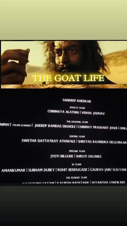 shruti salunke on linkedin credits for aadujeevitham the goat life