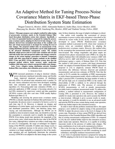 PDF An Adaptive Method For Tuning Process Noise Covariance Matrix In