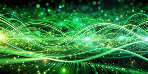 Abstract Green Energy Wave Background With Sparkling Lights Generative