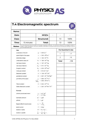 As Physics 9702 Sqs 07 Waves Teaching Resources