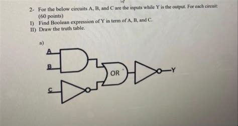 Solved For The Below Circuits A B And C Are The Inputs Chegg