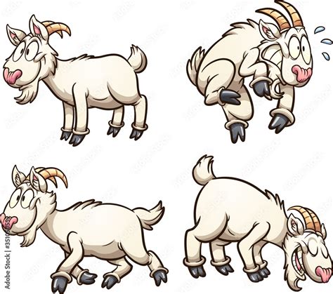 Cartoon Goat With Different Poses And Expressions Vector Cartoon Clip