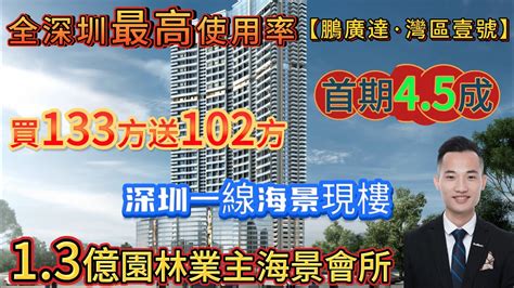 （豪宅）全深圳最高使用率 買133方送102方 深圳一線海景現樓【鵬廣達·灣區壹號】首期45成 13億園林業主海景會所 盐田最高樓民水