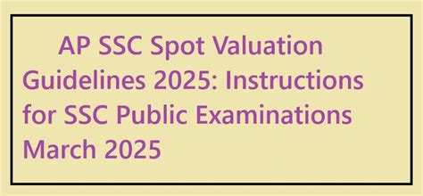 10th Class SSC Spot Valuation March 2025 Certain Instructions APTeacher Net