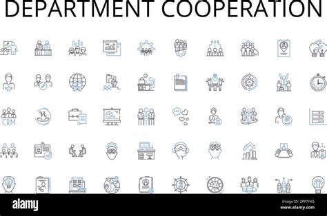 Department Cooperation Line Icons Collection Bonding Community Unity Companionship