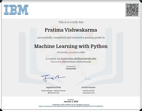 Earned Machine Learning In Python Certificate From Learnbay Class