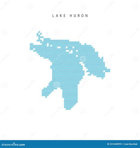 Lake Huron Vector Map Isolated On White Background High Detailed Black