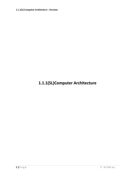 1 1 1 Sl Computer Architecture Revision Pack Pdf Computer Data Storage Central