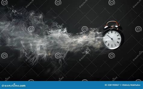 Fleeting Time Concept Analog Clock Dissolving On Black Background