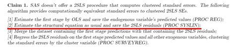 2sls regression with fixed effects and clustered standard errors sas